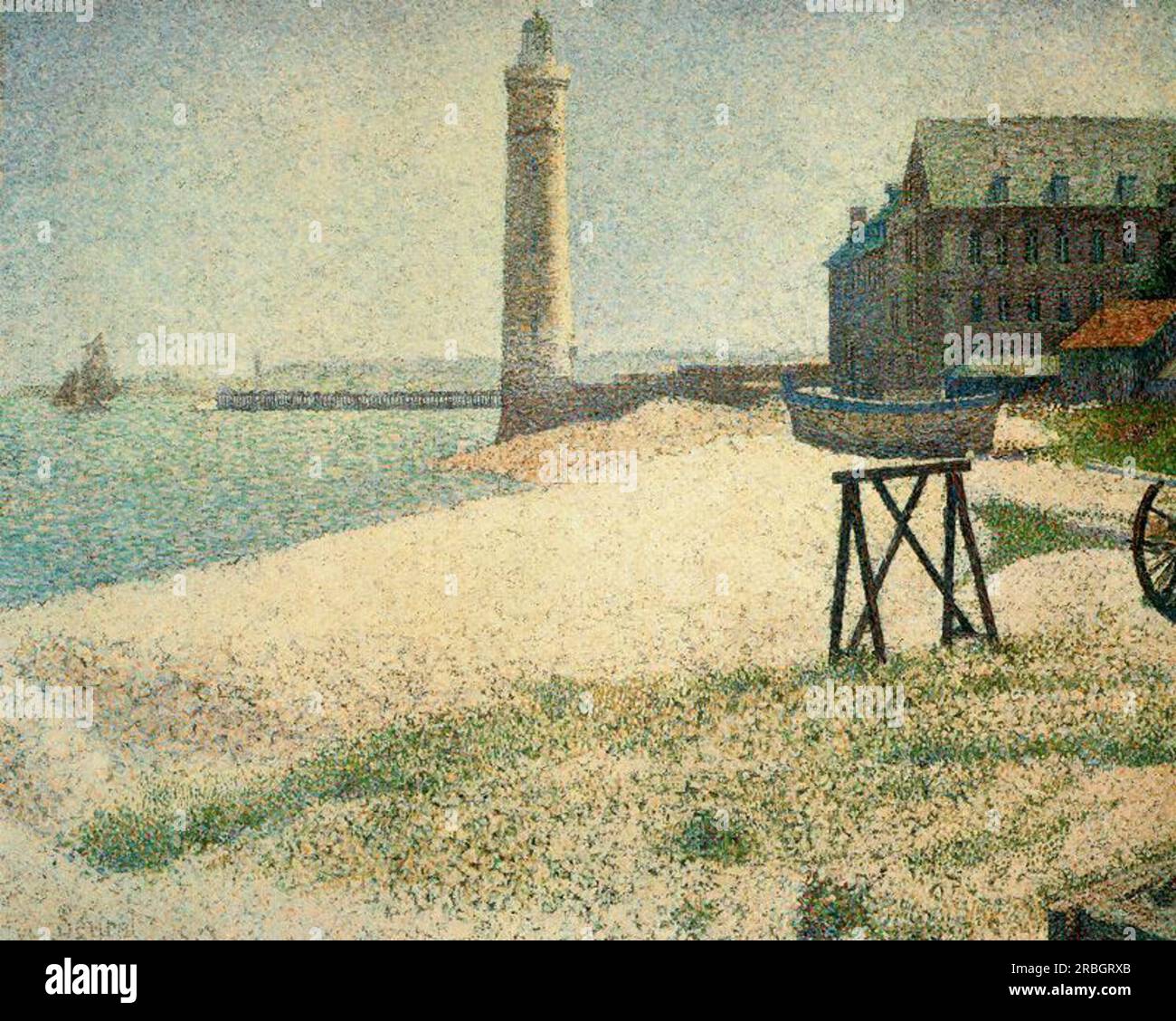 Hospice and Lighthouse, Honfleur 1886; France by Georges Seurat Stock ...