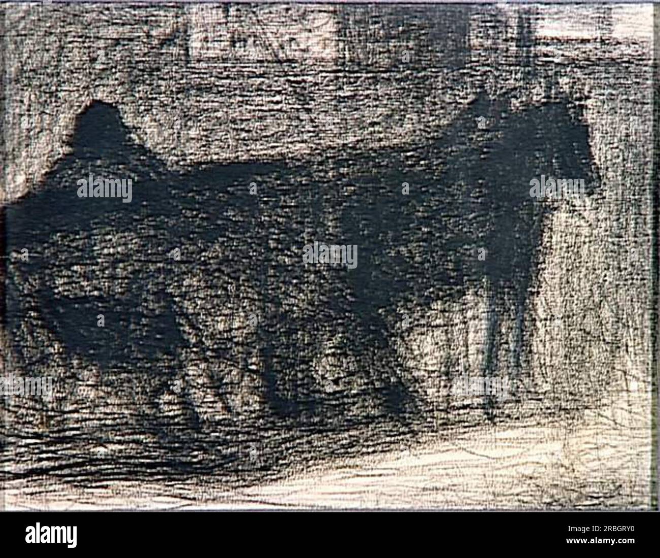 Two-horse hitch 1882 - 1883; France by Georges Seurat Stock Photo - Alamy