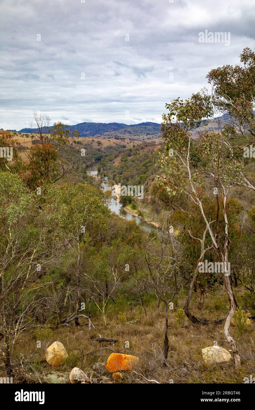 July 2023, Australian bush countryside and Macquarie River flowing ...
