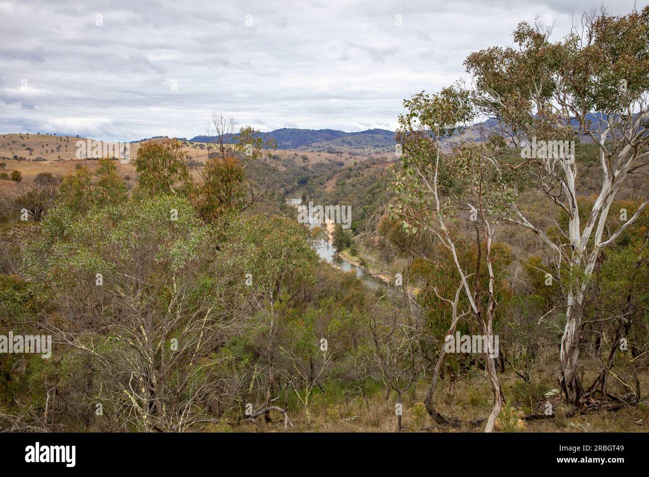 July 2023, Australian bush countryside and Macquarie River flowing ...