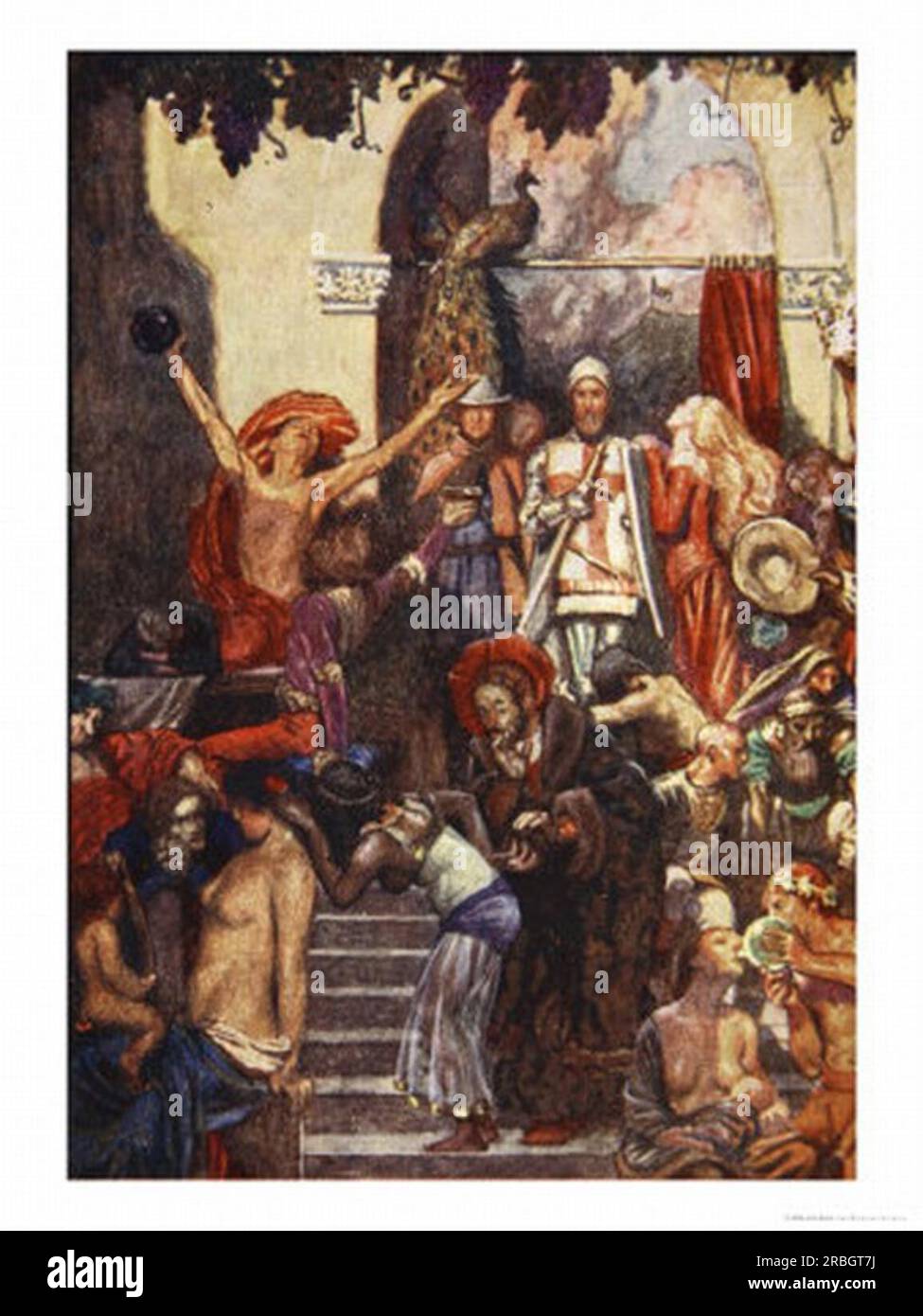 Pilgrims painting illustration Cut Out Stock Images & Pictures - Alamy