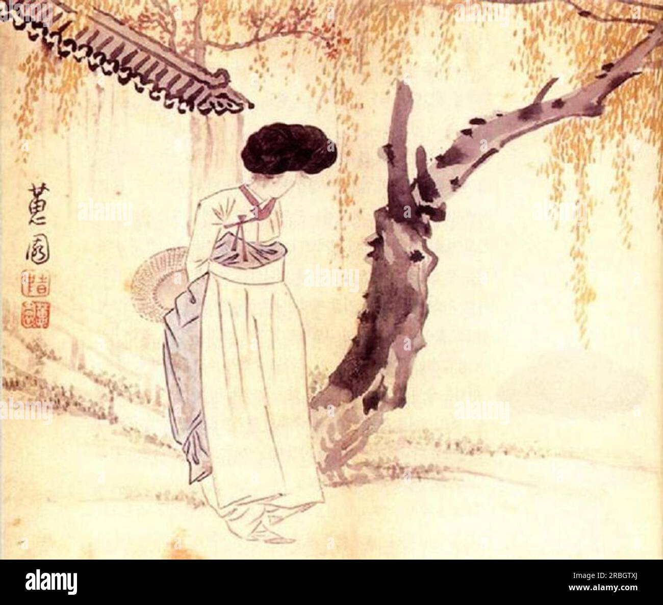 Waiting 1805 by Shin Yoon-bok Stock Photo - Alamy