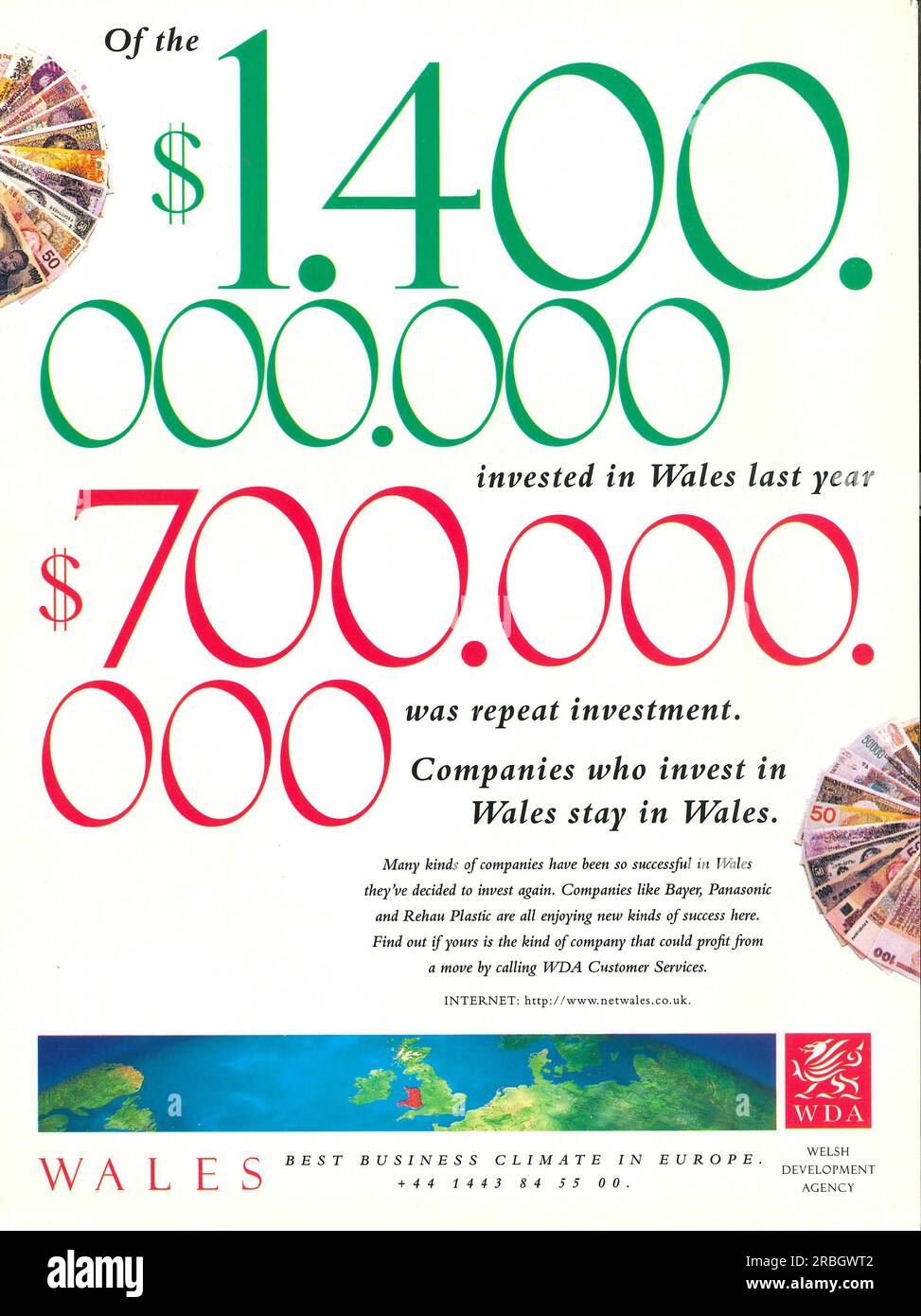 Welsh Development Agency advert in a magazine 1996 Stock Photo - Alamy