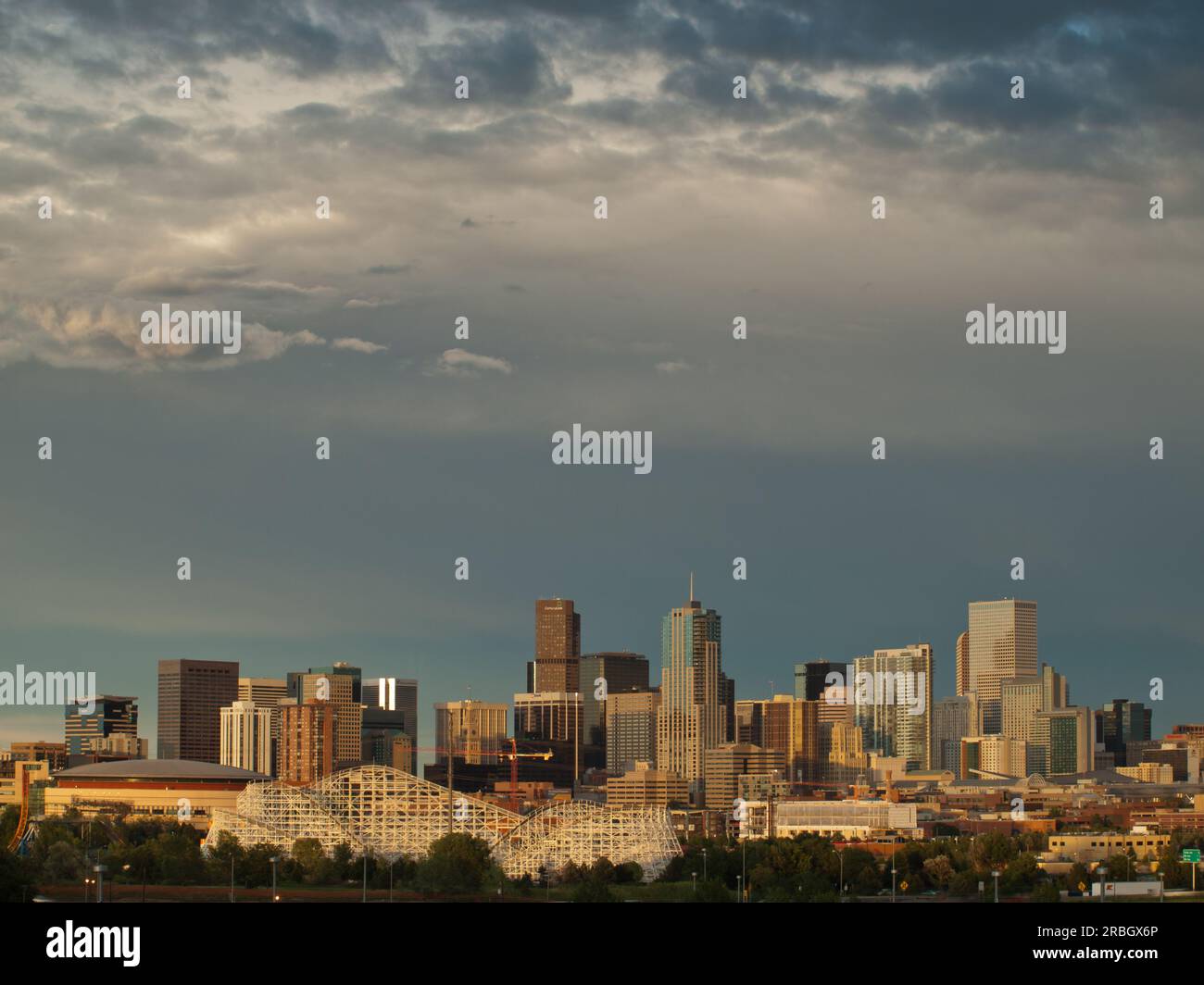 Aerial view downtown denver night hi-res stock photography and images ...