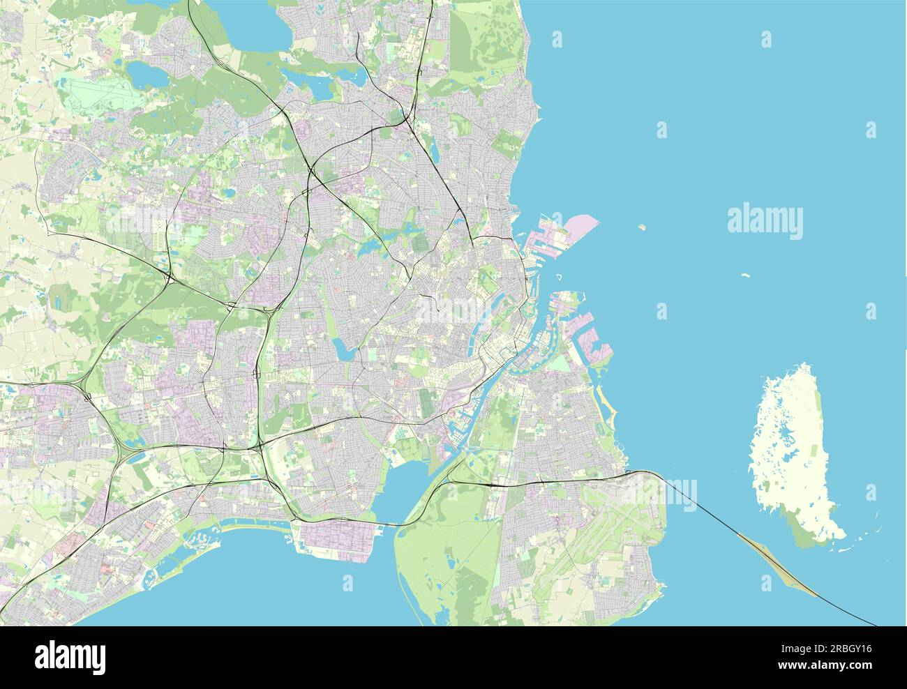 Vector Map of Copenhagen, Denmark data from Openstreetmap Stock Vector Image & Art - Alamy