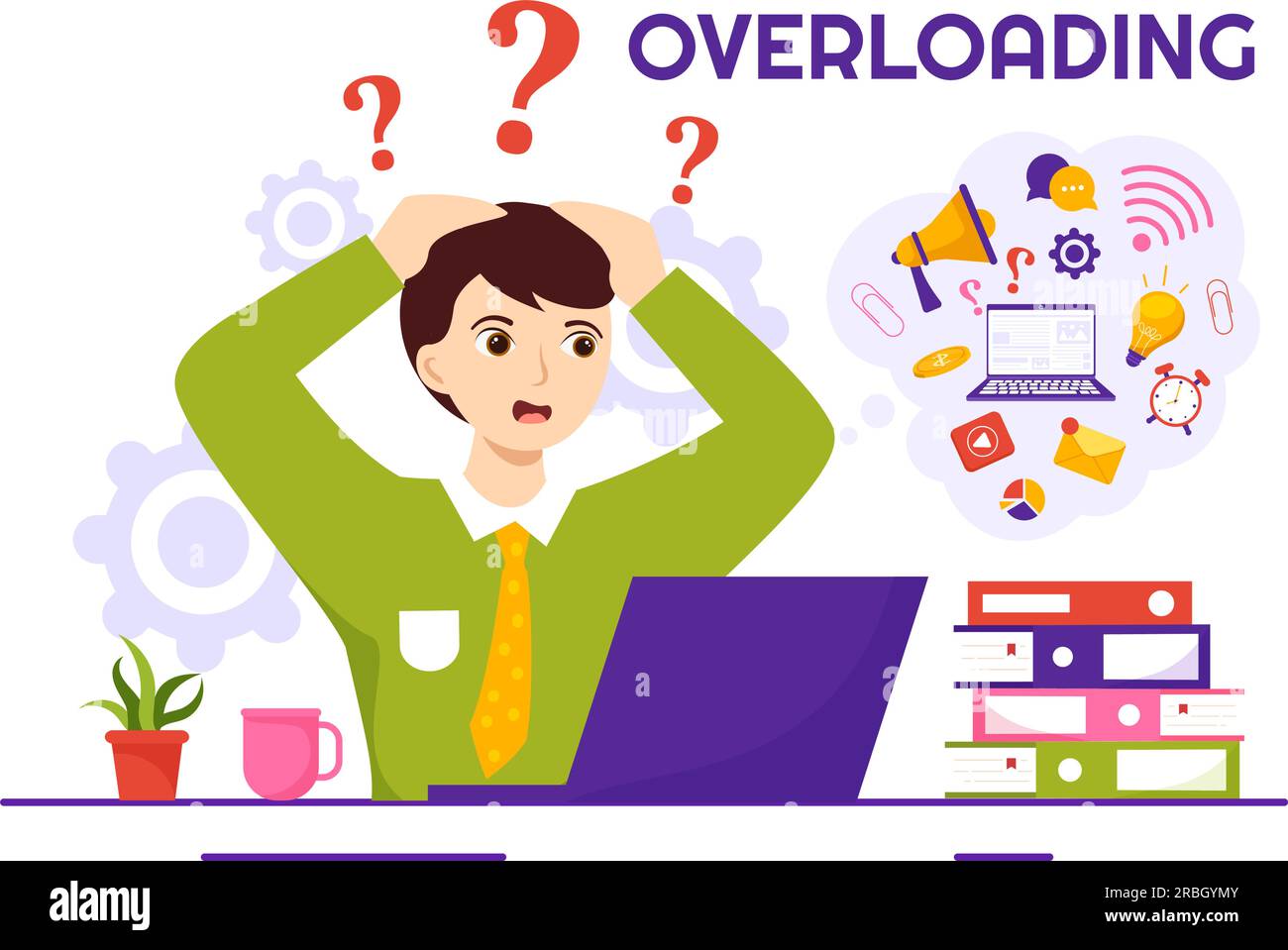 Overloading Vector Illustration With Busy Work And Multitasking Employee To Finish Many 5991