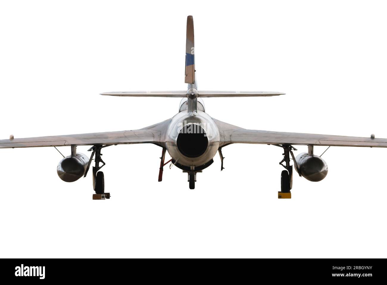 A old jet fighter isolated on a white background - Rear view Stock ...