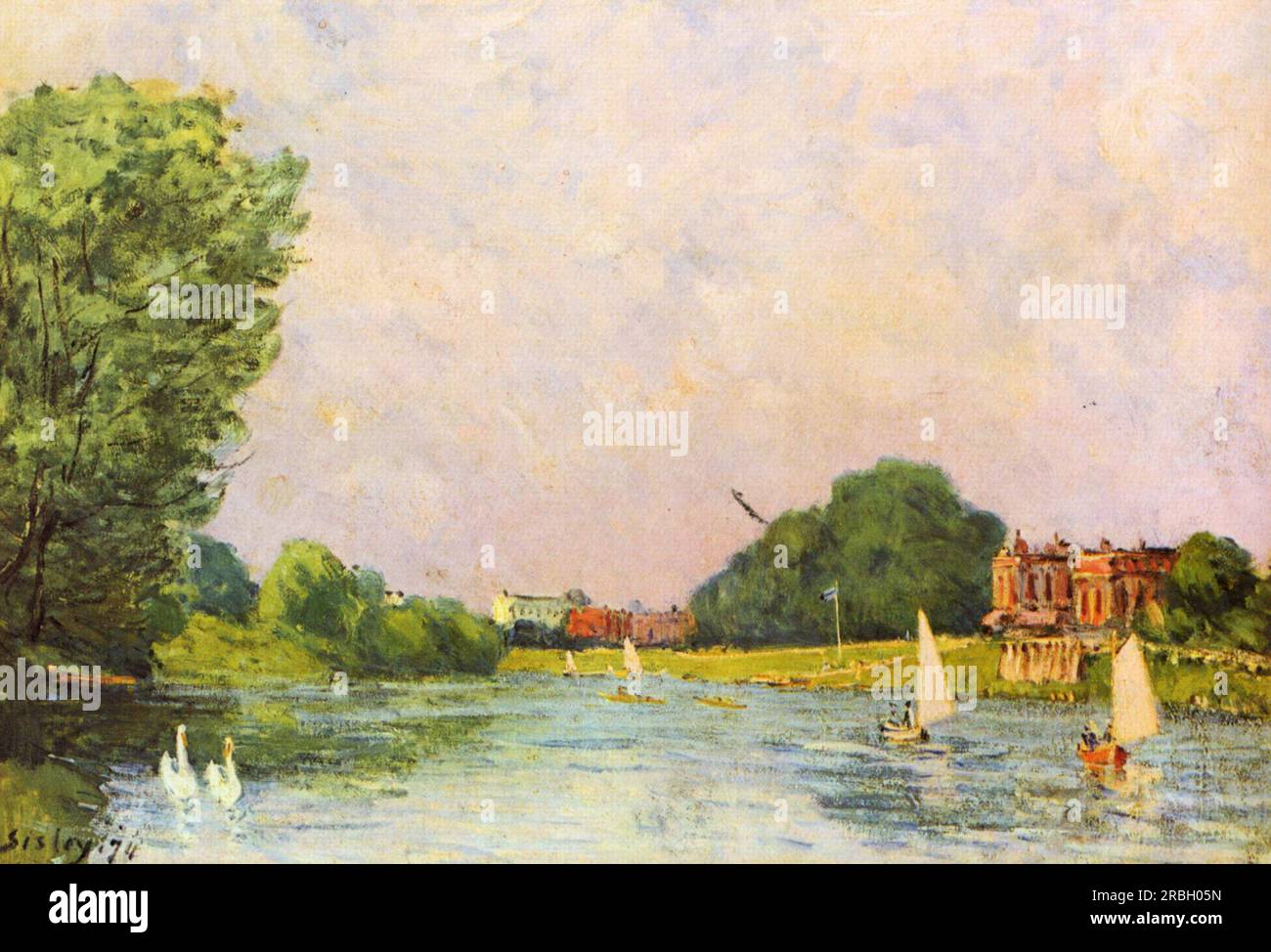 Thames at Hampton Court 1874 by Alfred Sisley Stock Photo - Alamy