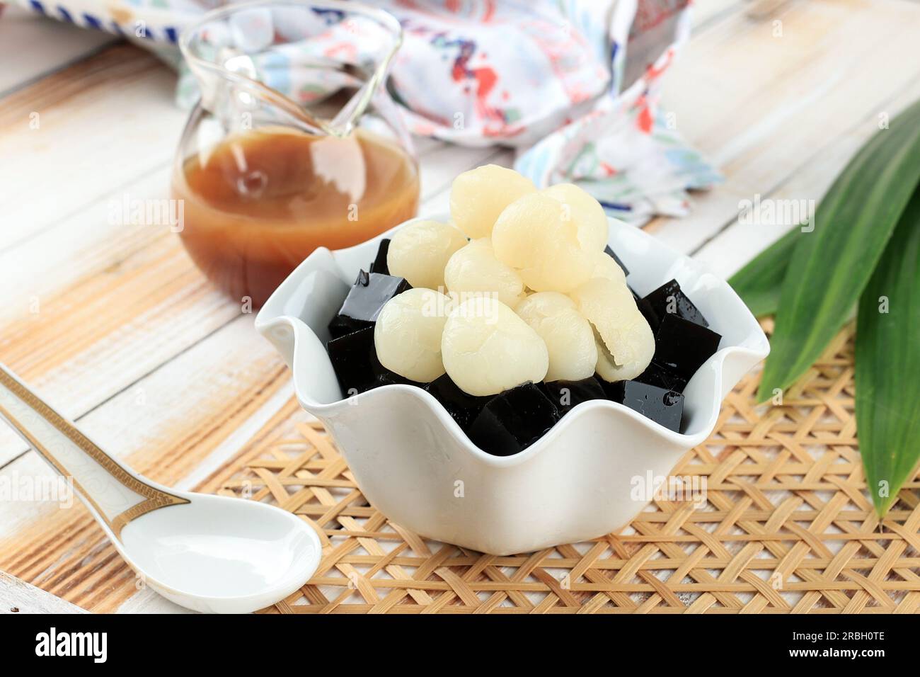 Black Grass Vegetable Jelly Mesona Chinensis, Eaten with Sugar. Pieces ...