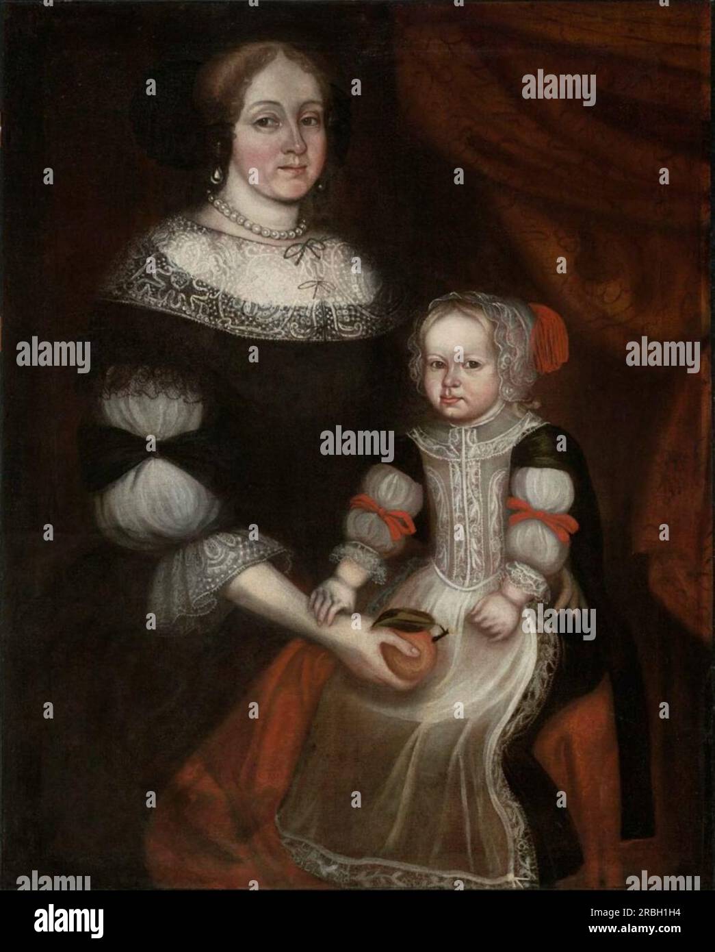 Mrs. Richard Patteshall (Martha Woody) and child 1679 by Thomas Smith ...