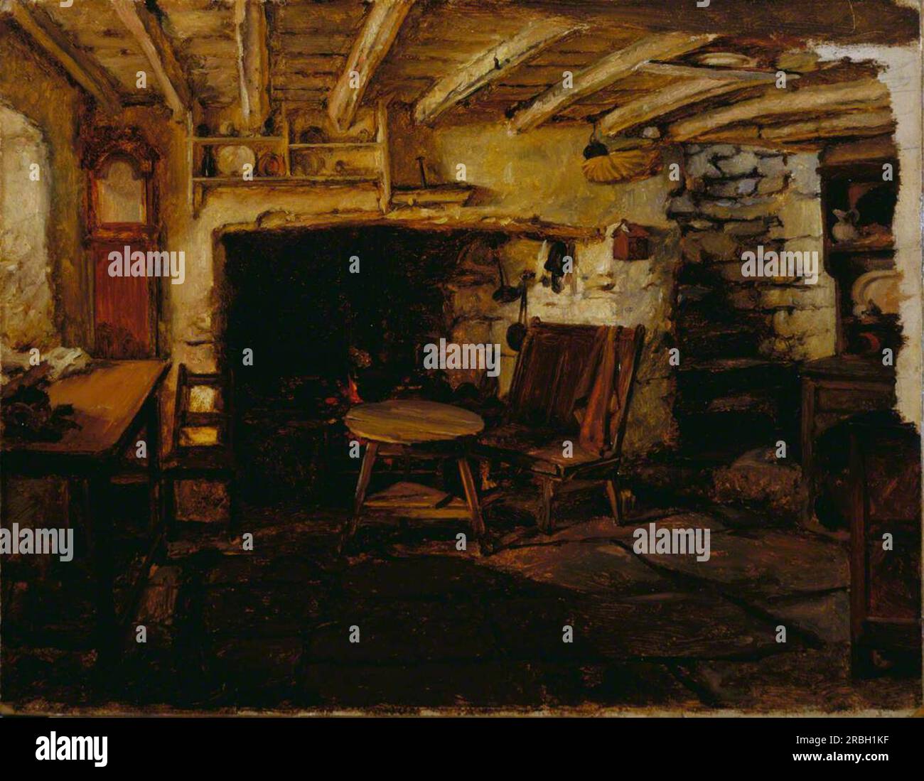 Cottage Interior 1860 by Thomas Stuart Smith Stock Photo - Alamy