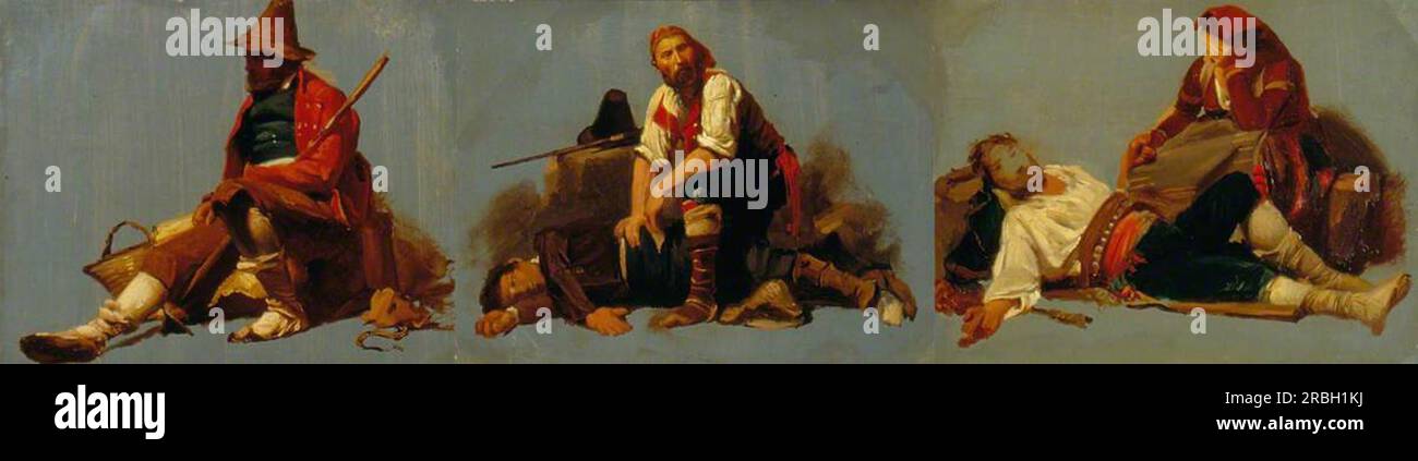 Three Groups of Italian Peasants 1850 by Thomas Stuart Smith Stock ...