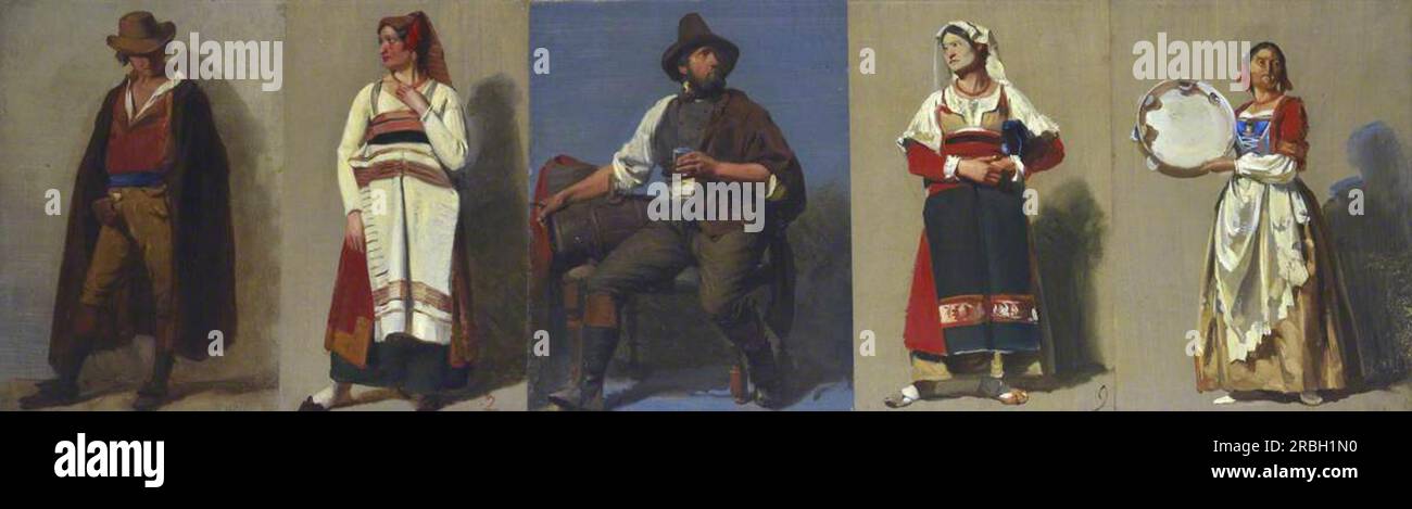 Five Studies of Italian Figures 1850 by Thomas Stuart Smith Stock Photo ...