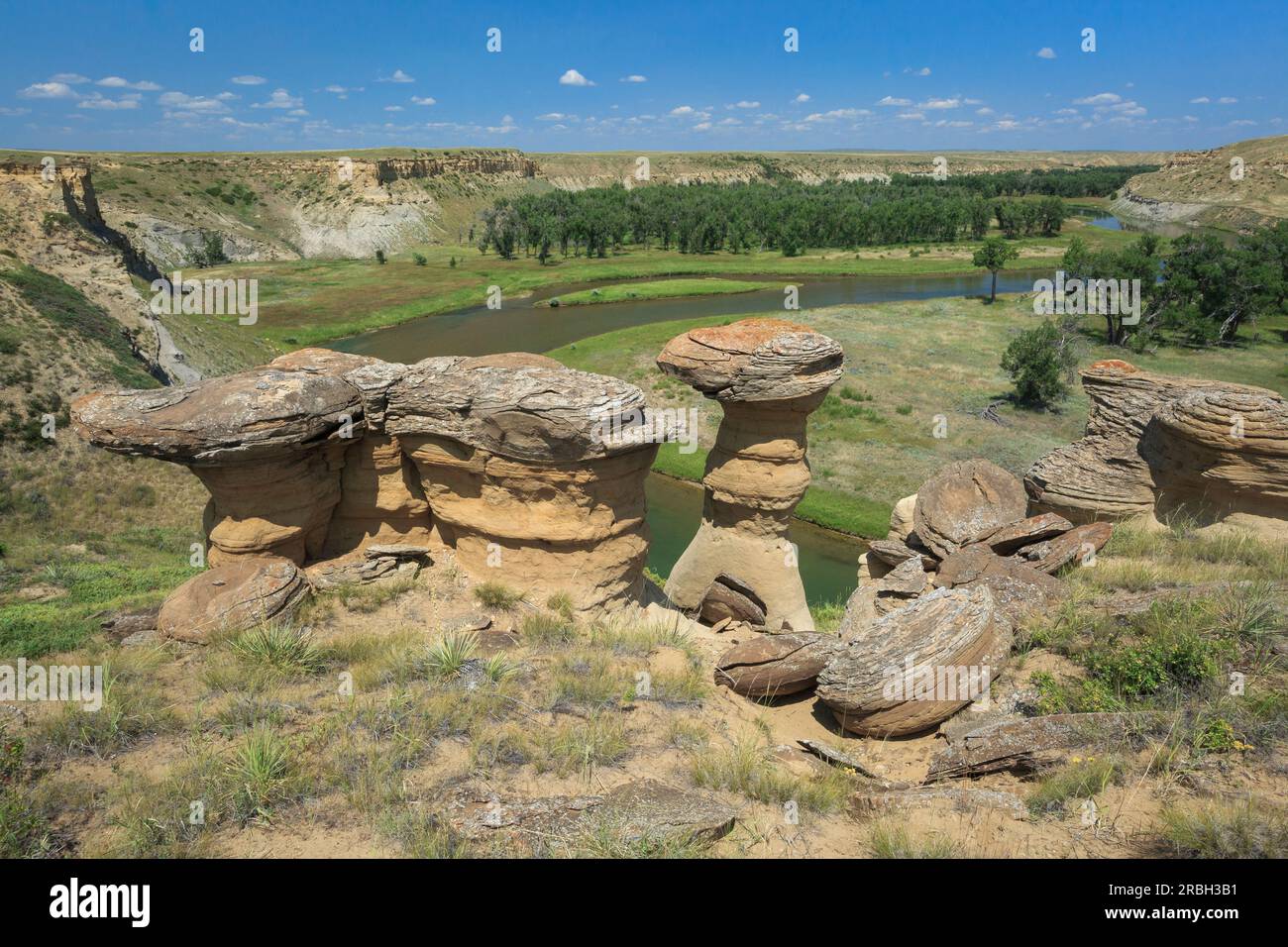 sandstone hoodoos above the marias river near chester, montana Stock ...
