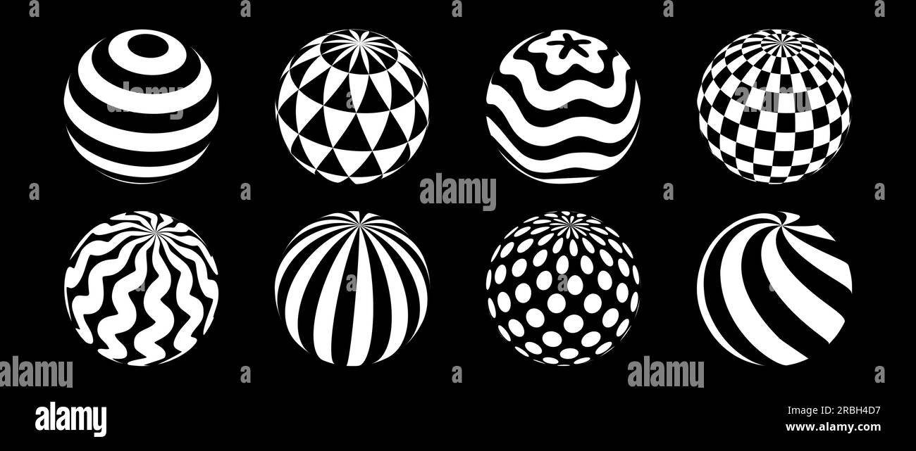 Collection of spheres with different patterns. Striped, checkered ...