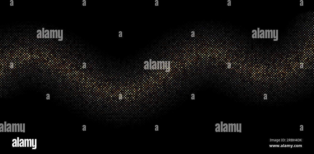 Golden halftone gradient wave background. Shining comic wavy glitter ...