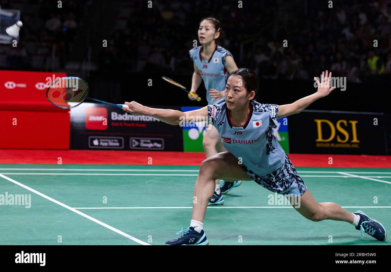 Calgary, Canada. 9th July, 2023. Matsuyama Nami (front)/Shida Chiharu of Japan compete during ...