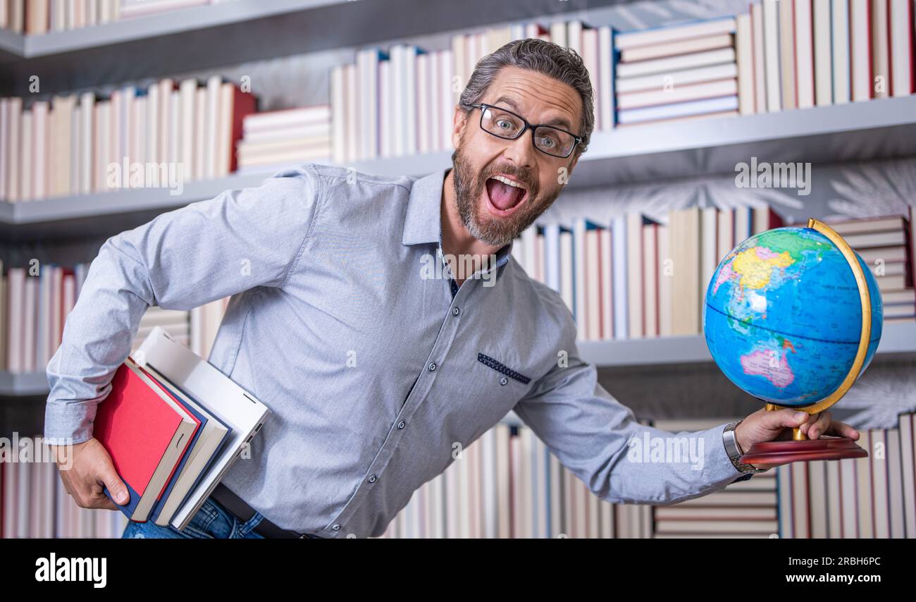 man teacher in classroom. school lesson. hispanic teacher at school ...