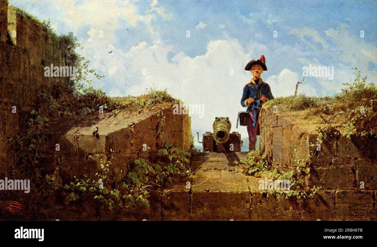 The knitting outpost c.1860; Germany by Carl Spitzweg Stock Photo - Alamy