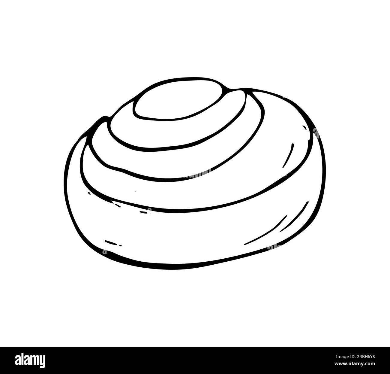 Hand-drawn rolled bun, isolated vector illustration on white background ...