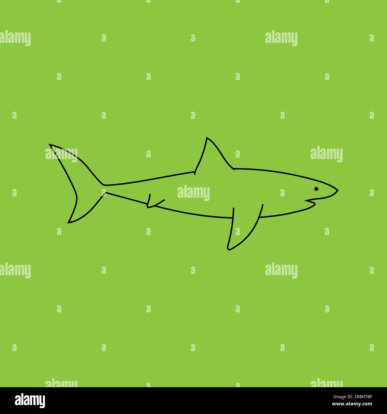 Great White Shark, Side View. Silhouette - Vector Stock Vector Image ...