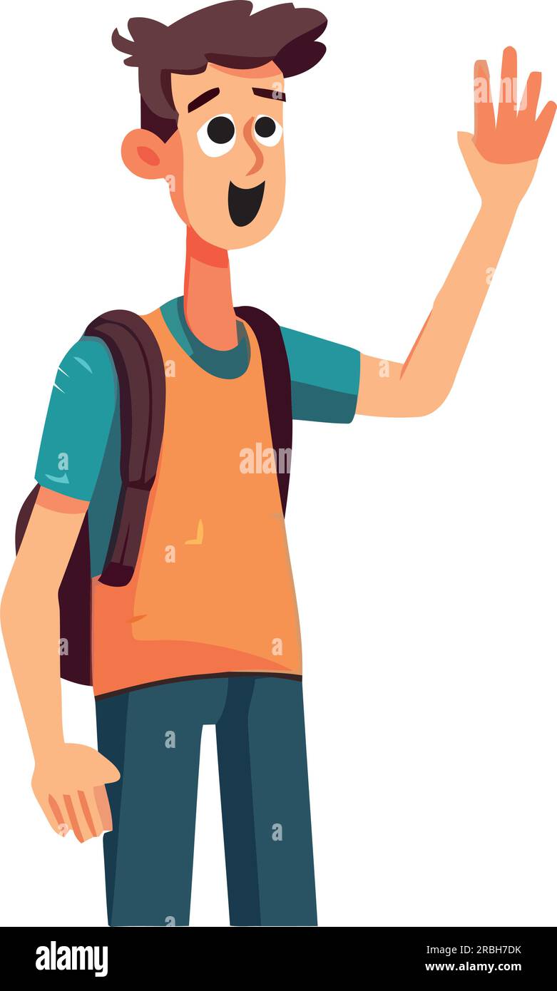 Smiling boy with backpacks, vector illustration success Stock Vector ...
