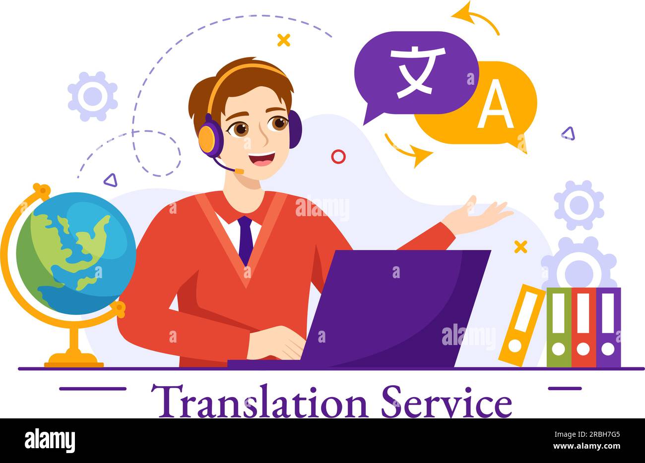 Translator Service Vector Illustration with Language Translation ...