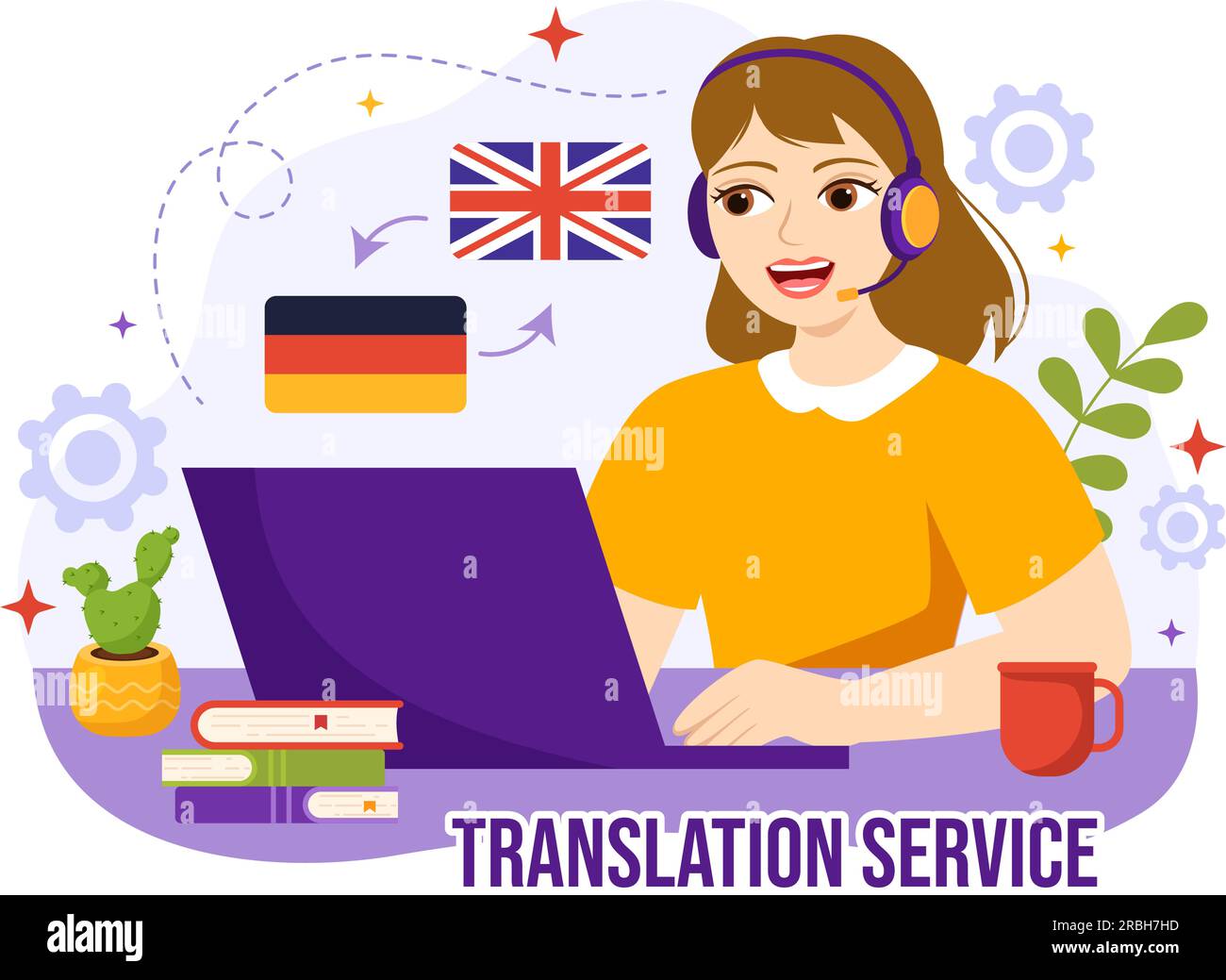 Translator Service Vector Illustration with Language Translation ...