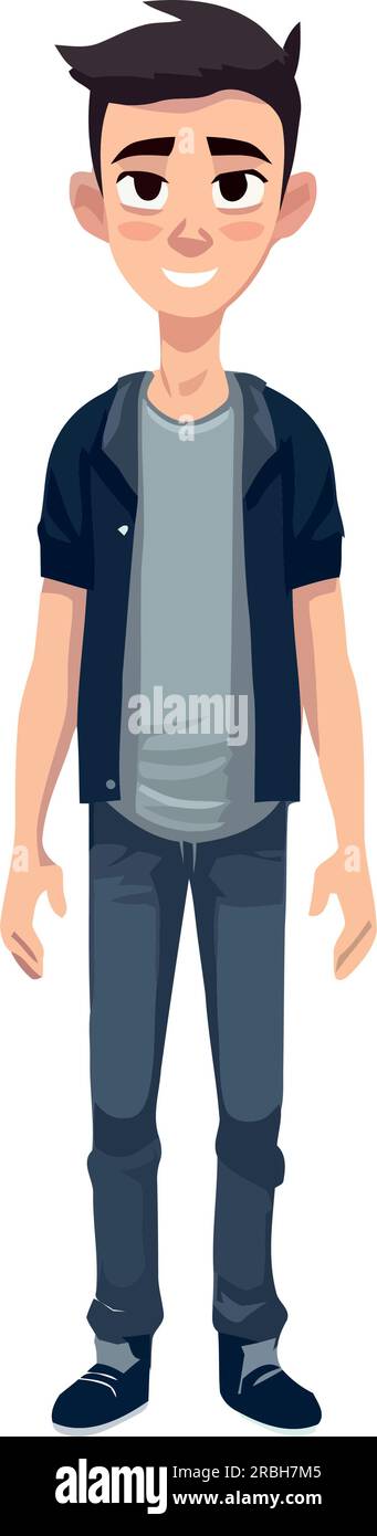 Cute man standing in jeans, smiling happily Stock Vector Image & Art ...