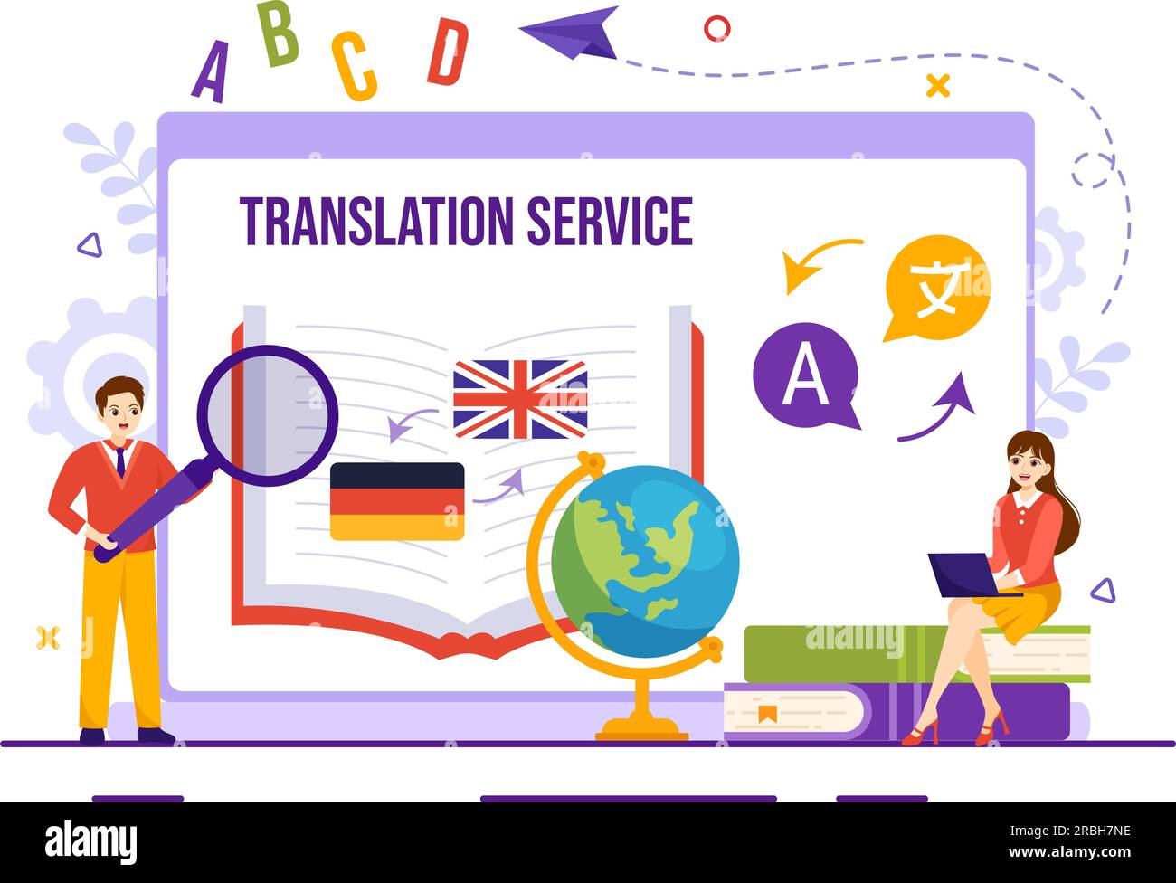Translator Service Vector Illustration with Language Translation ...