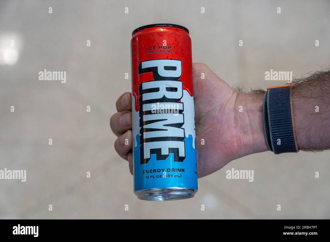 A can of PRIME, a beverage brand founded by the YouTube stars Logan ...