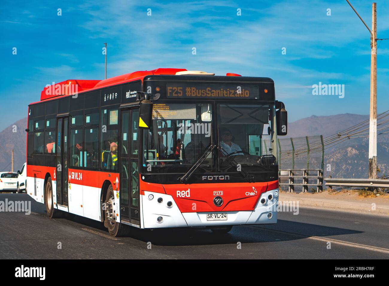 Santiago, Chile - April 11 2023: A public transport Transantiago, or ...