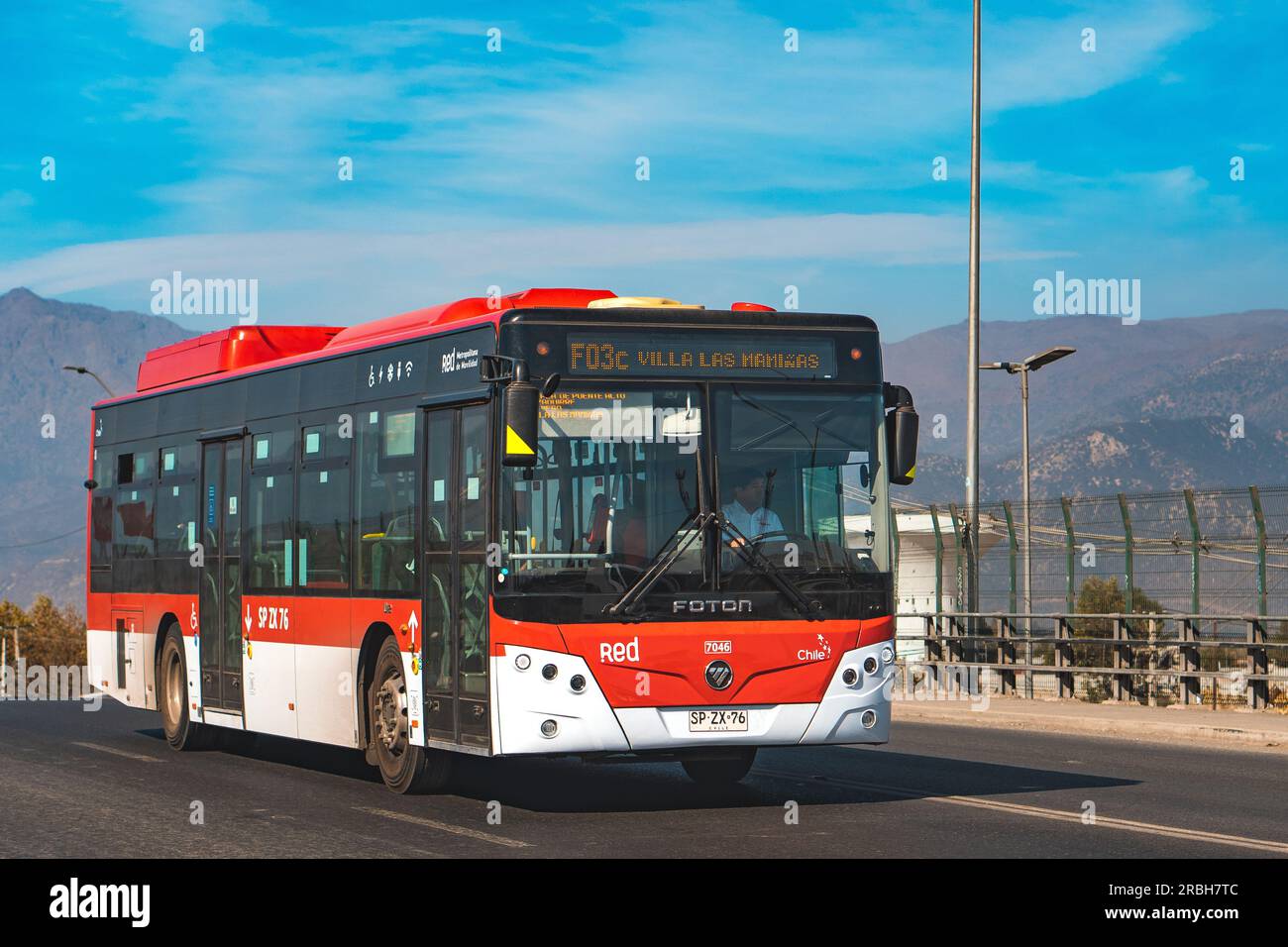 Santiago, Chile - April 11 2023: A public transport Transantiago, or ...