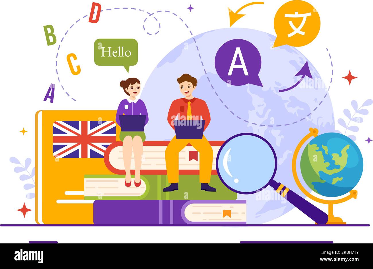 Translator Service Vector Illustration with Language Translation ...