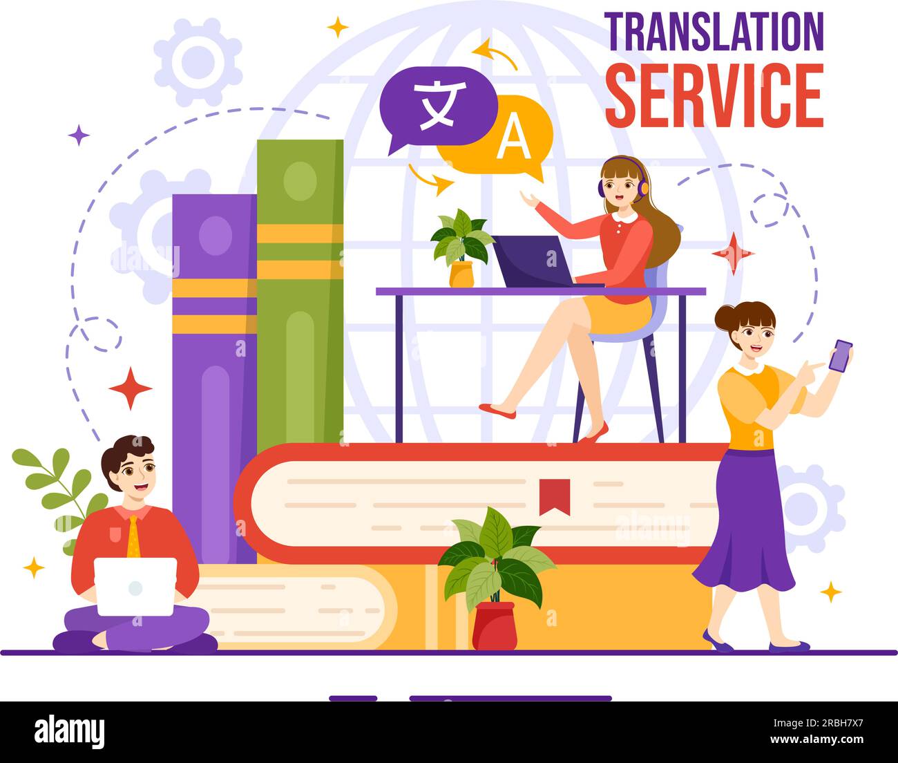 Translator Service Vector Illustration with Language Translation ...