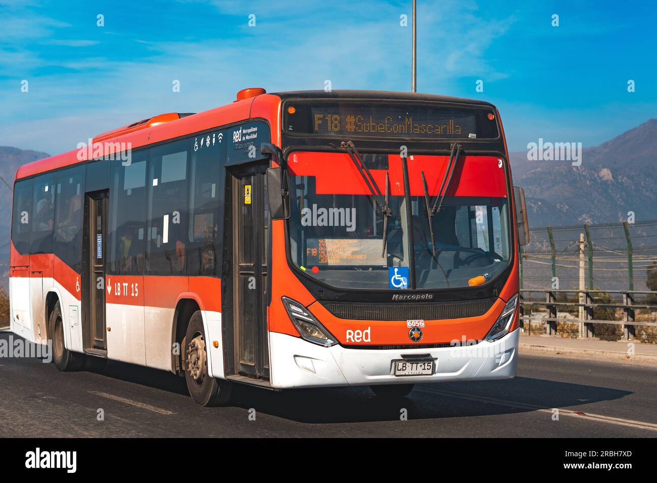 Santiago, Chile - April 11 2023: A public transport Transantiago, or ...