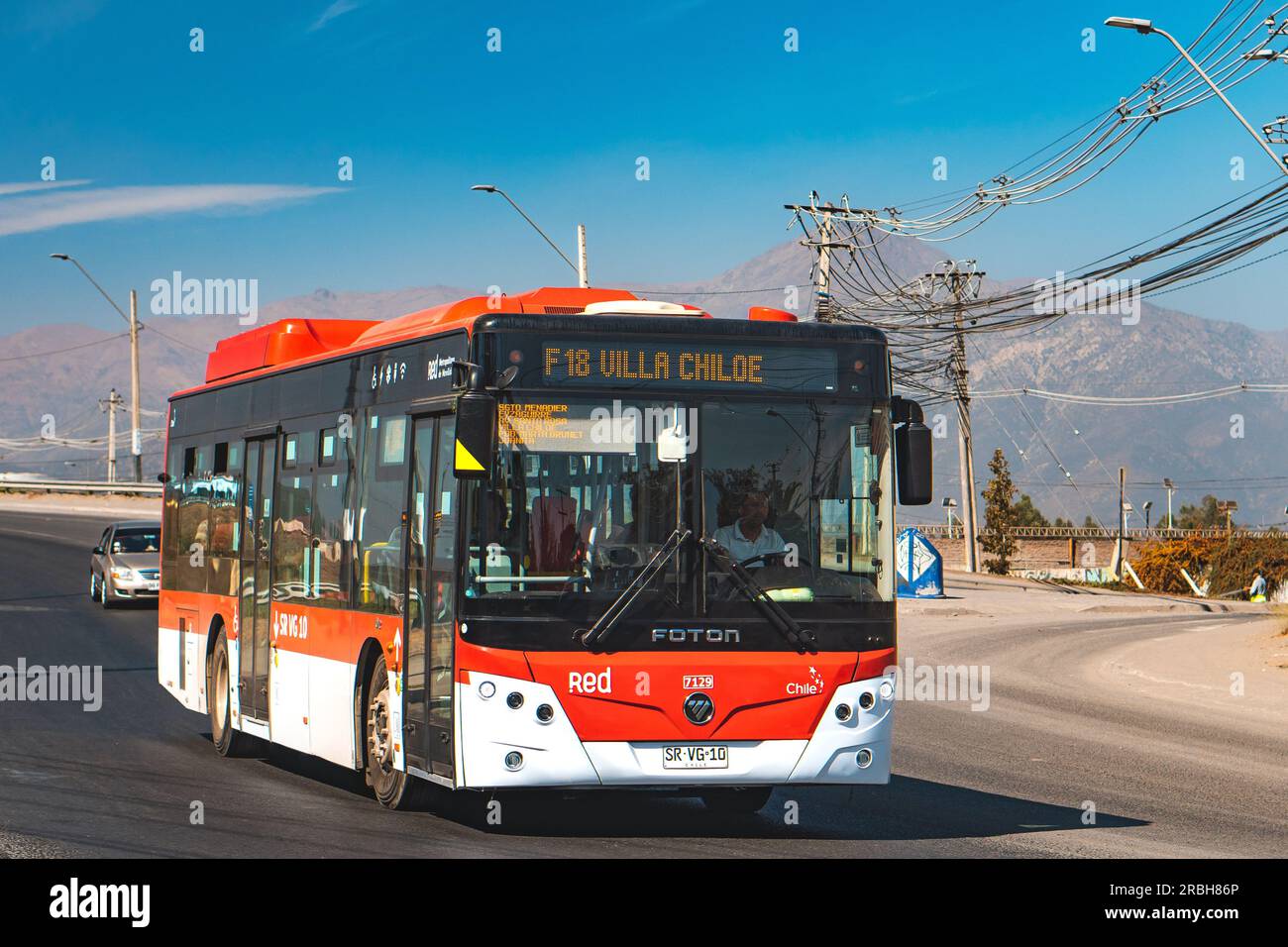 Santiago, Chile - April 11 2023: A public transport Transantiago, or ...
