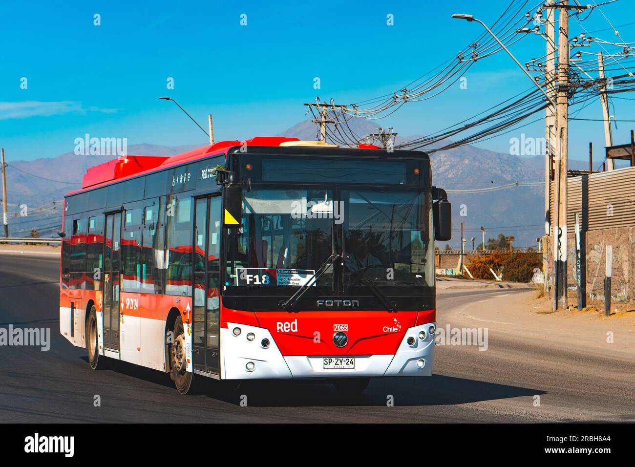 Santiago, Chile - April 11 2023: A public transport Transantiago, or ...