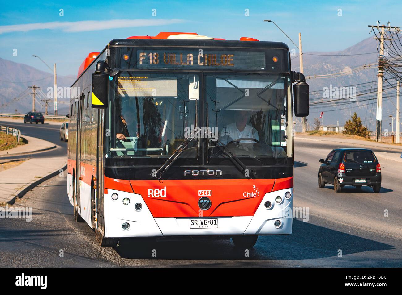 Santiago, Chile - April 11 2023: A public transport Transantiago, or ...