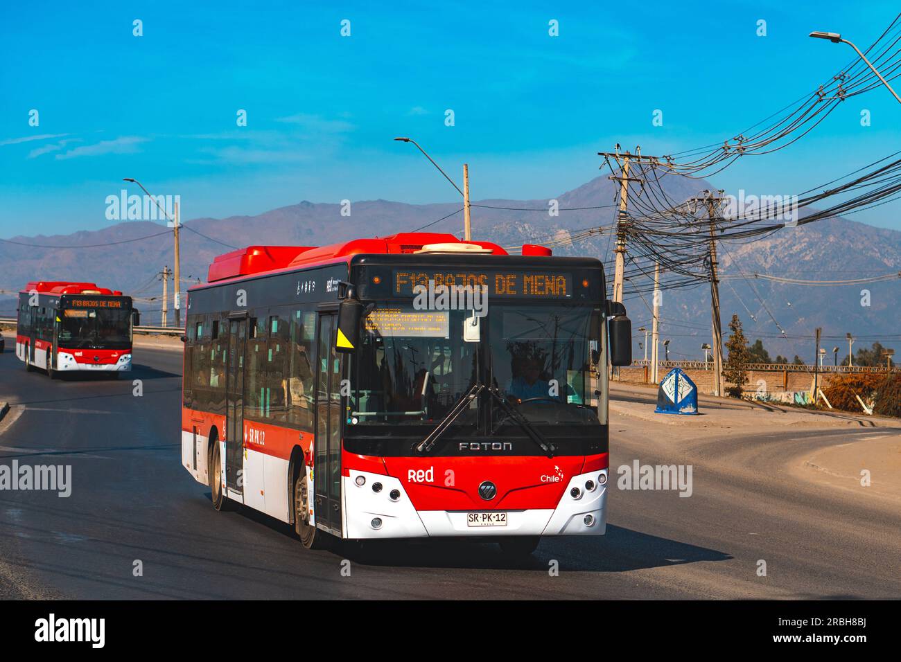 Santiago, Chile - April 11 2023: A public transport Transantiago, or ...