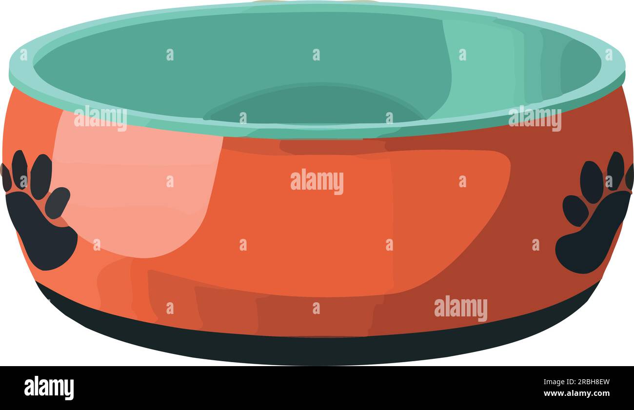 Cute puppy eats from pet food dish Stock Vector Image & Art - Alamy