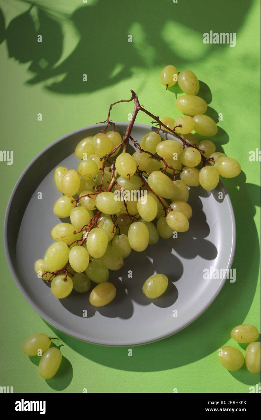 Plate of grapes: two colors: seasonal fruits from Lebanese farm Stock ...