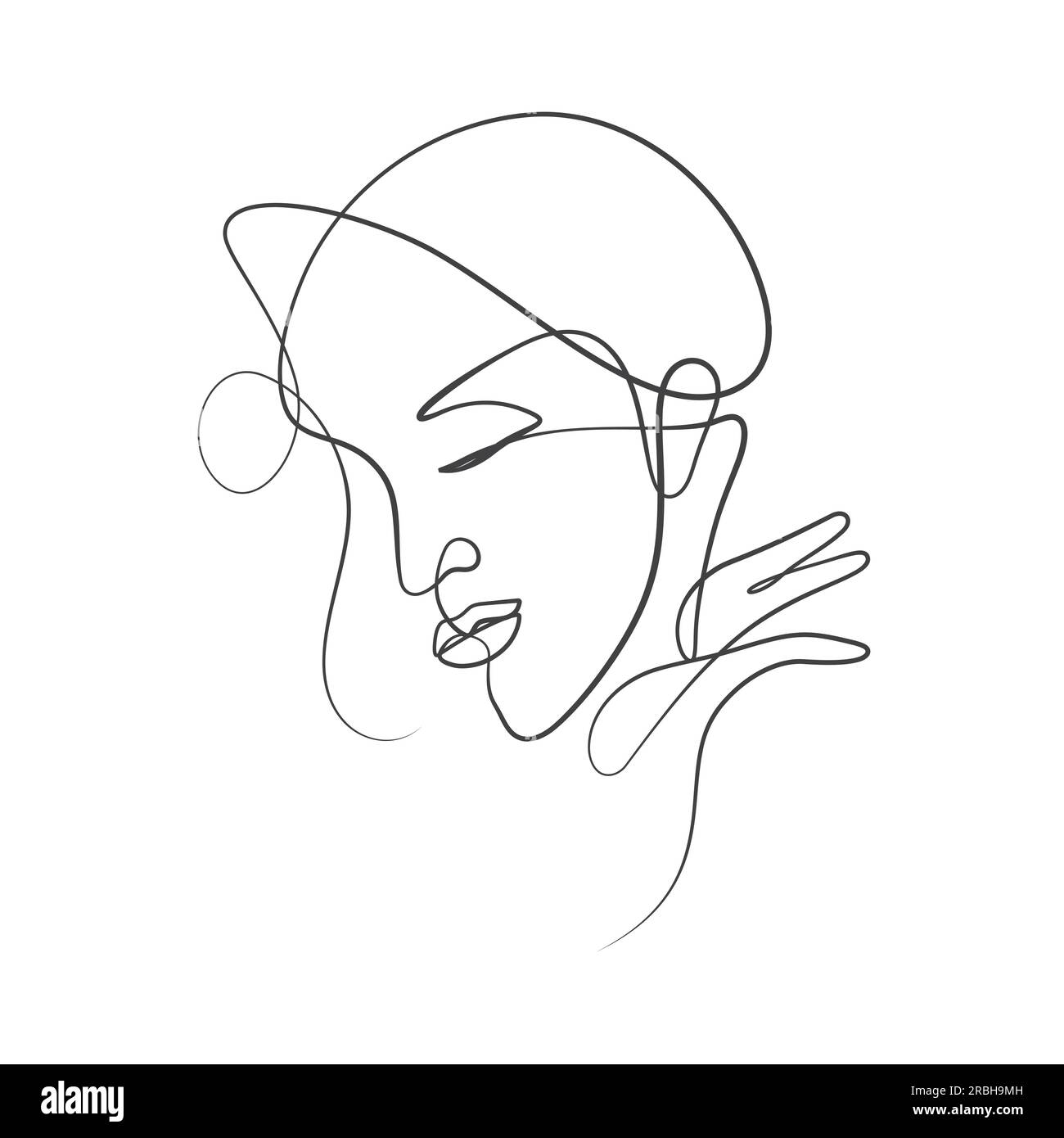 Elegant Abstract Line Art calligraphy of a Woman Face, Depicting ...