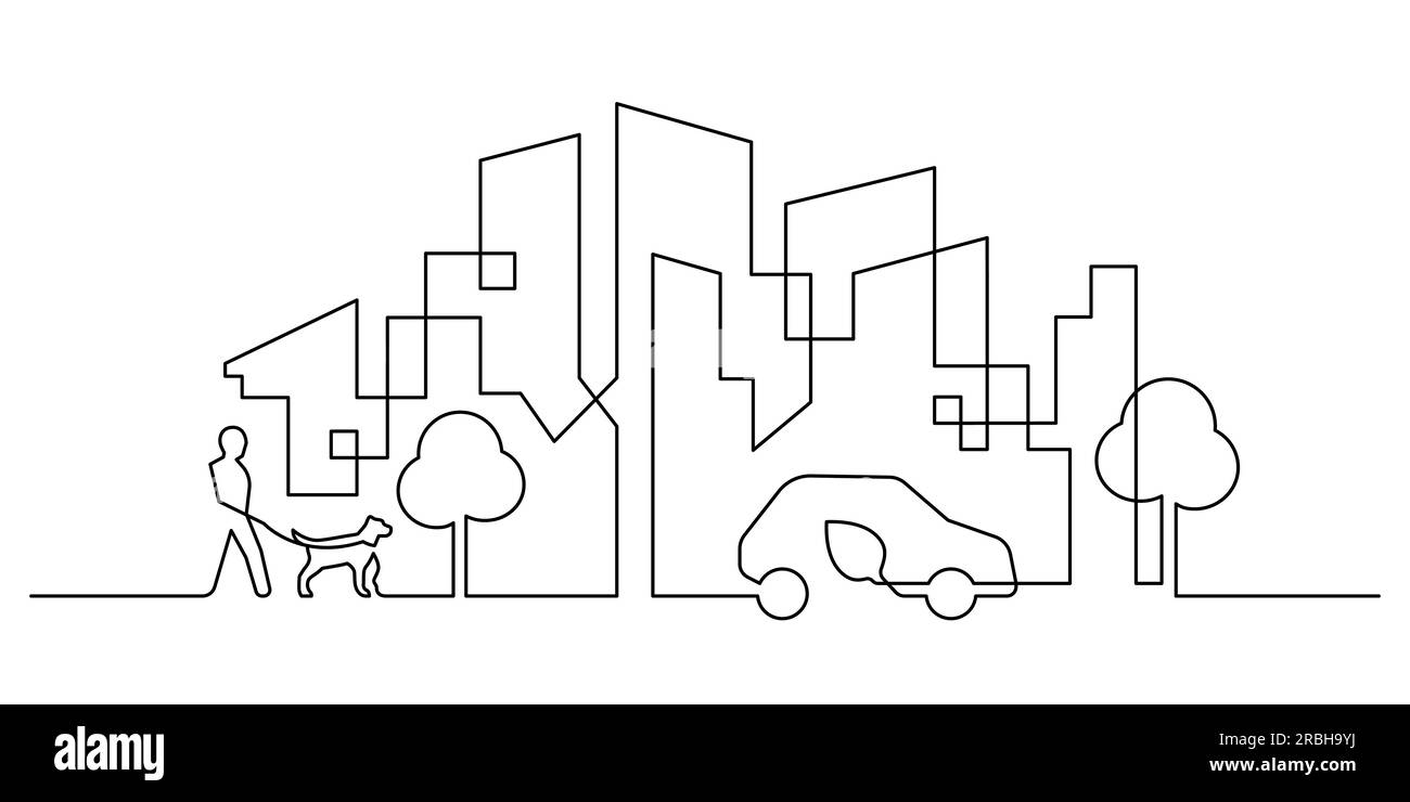 One line drawing city hi-res stock photography and images - Alamy