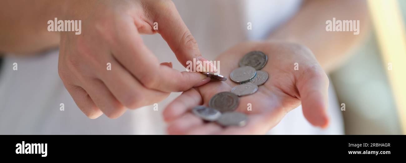 Old person counting coins hi-res stock photography and images - Alamy