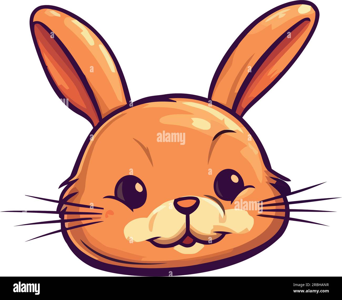 Cute cartoon rabbit with fluffy ears smiling happily Stock Vector Image ...