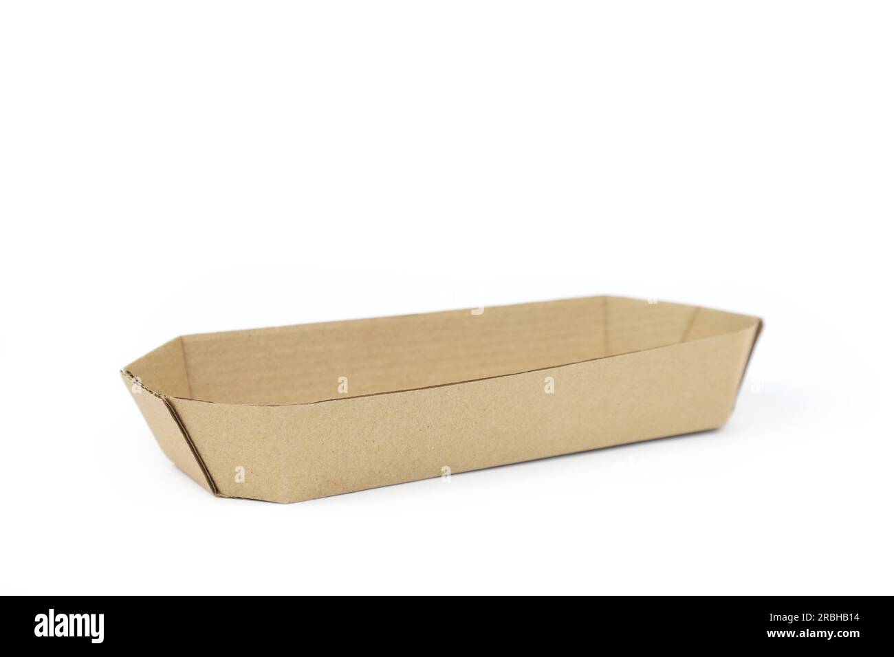 Brown paper dish or craft food tray isolated on white background Stock ...