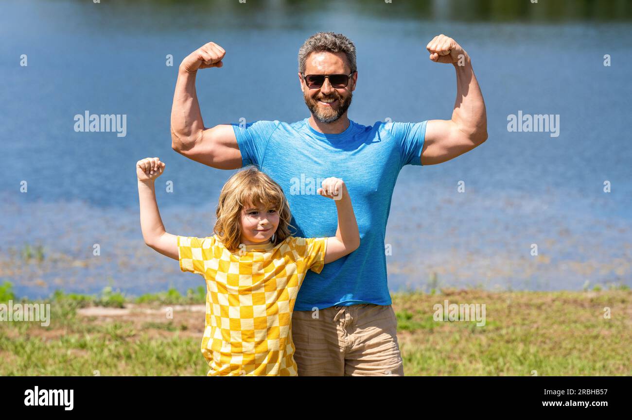 strong father and son are unbreakable. strong family relationship of ...