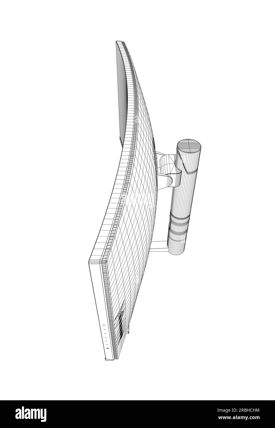 Wireframe of modern thin frame display computer monitor vector ...