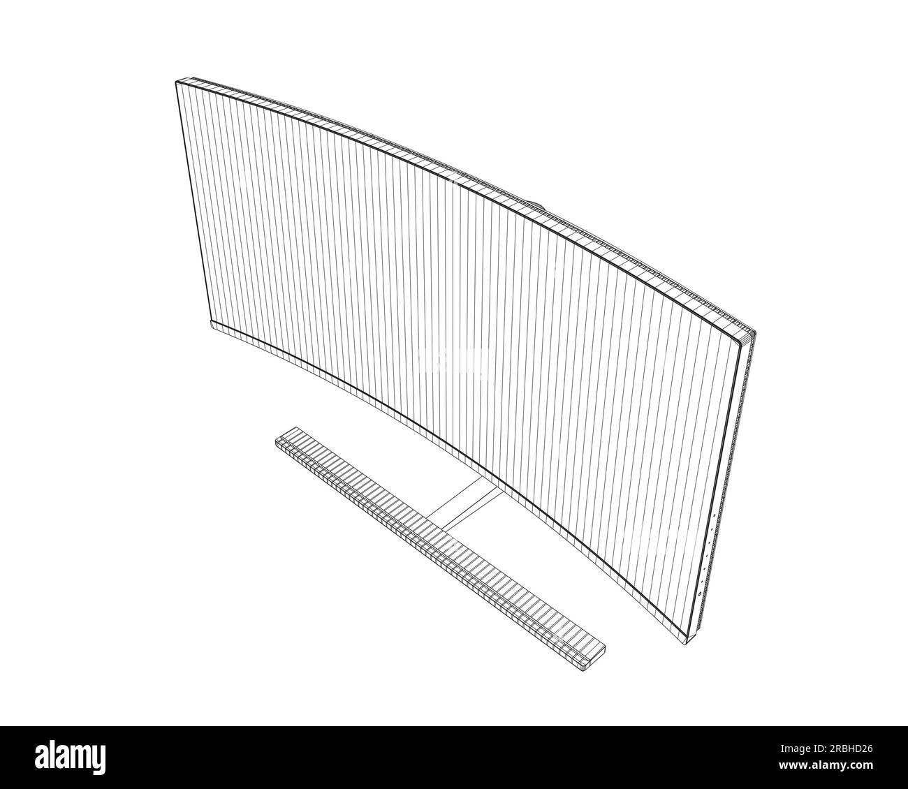 Wireframe of modern thin frame display computer monitor vector ...
